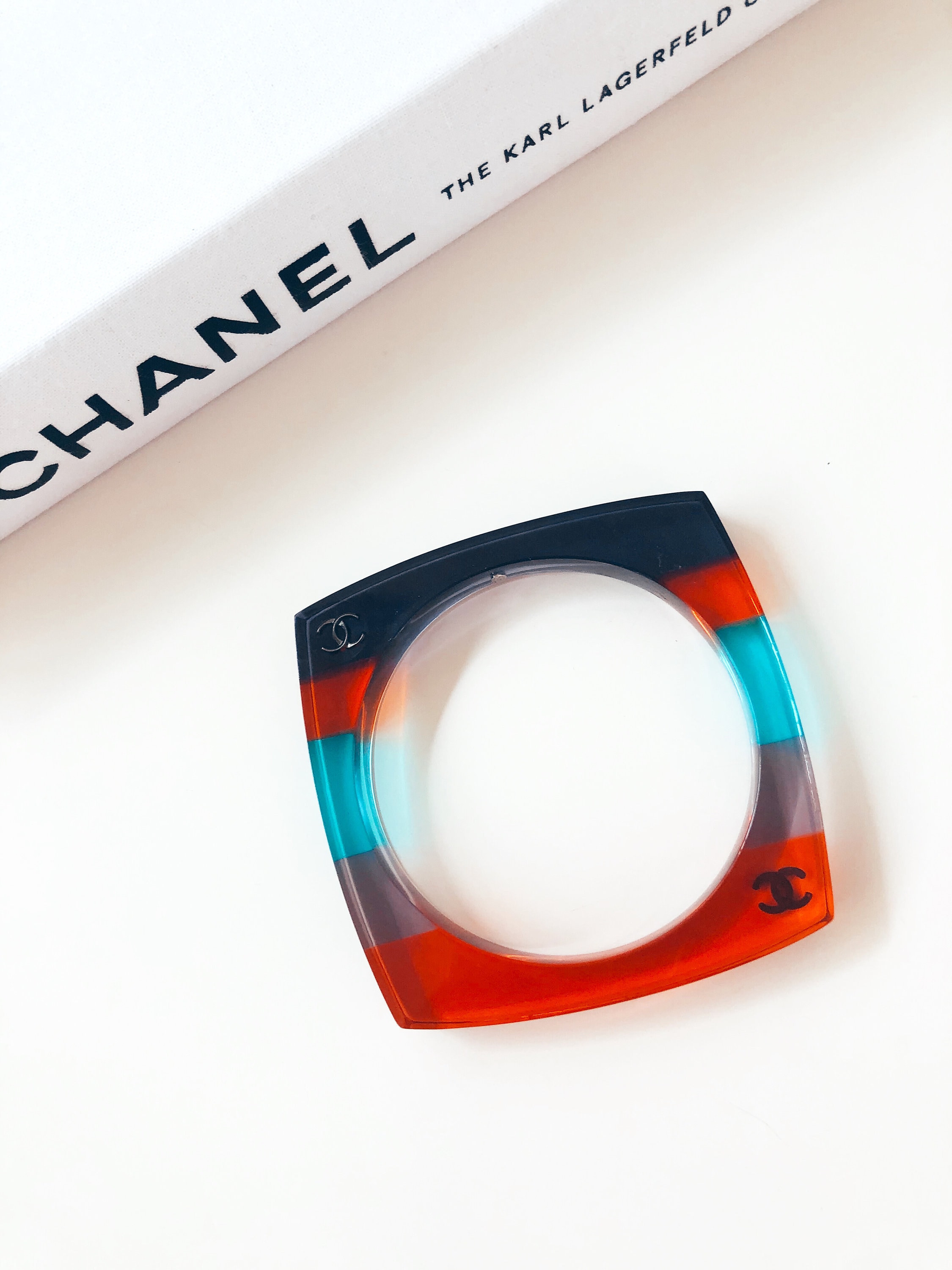 Vintage 90's CHANEL CC Logos Monogram RAINBOW Resin Cuff | Etsy