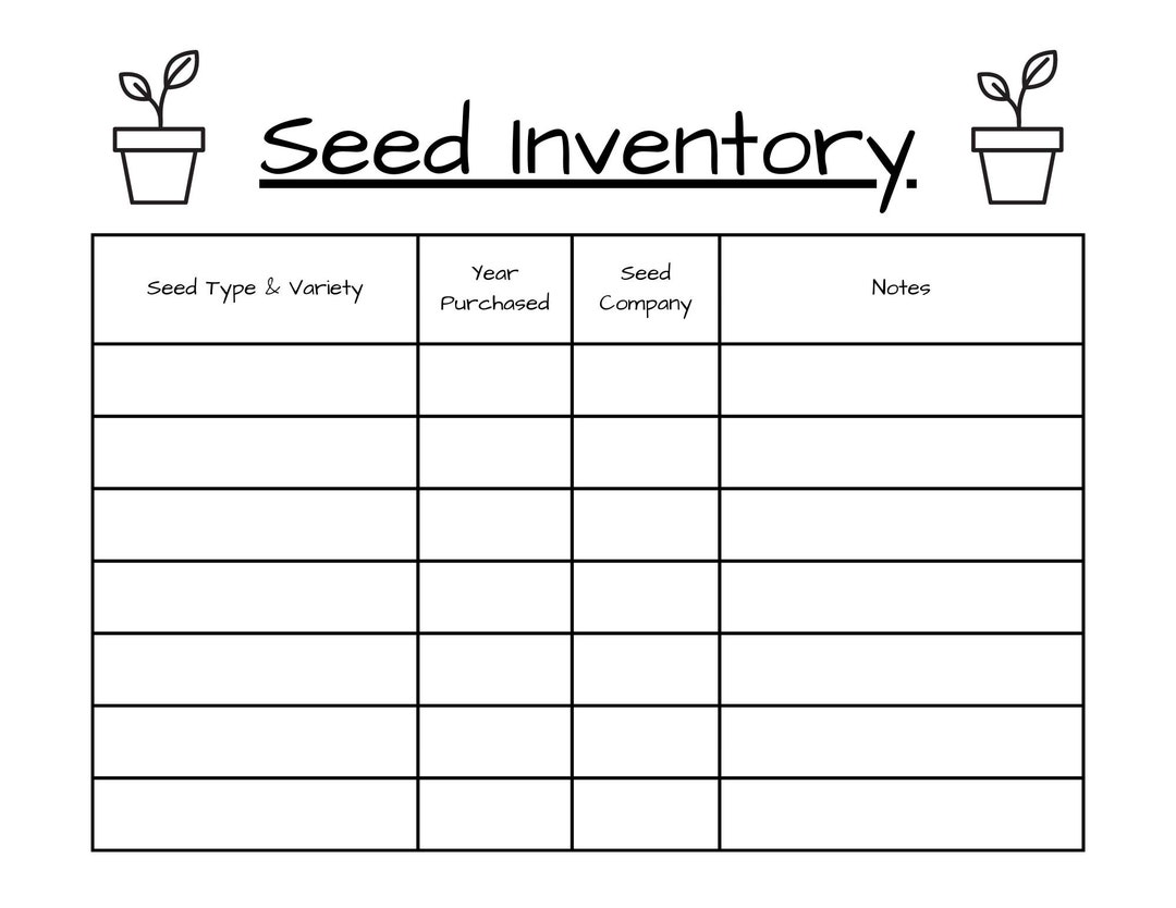 Seed Inventory Printable | Garden Planner | Minimalist Seed Tracker ...