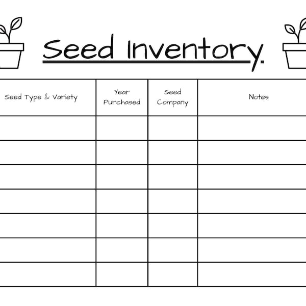 Seed Inventory - Etsy