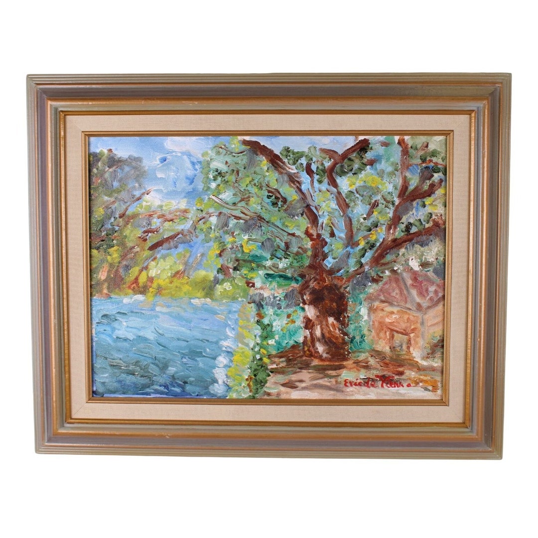 Vintage Abstract Landscape Impasto Oil Painting Signed Eric De Vienne ...
