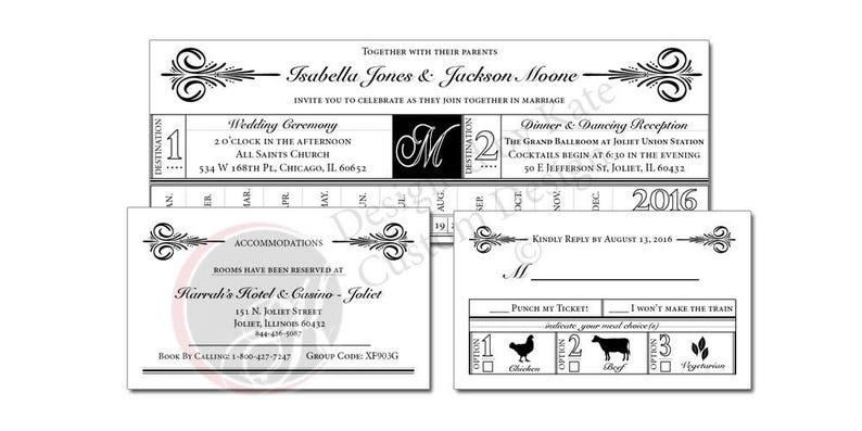 Vintage Train Ticket Wedding Invitation Set - Etsy