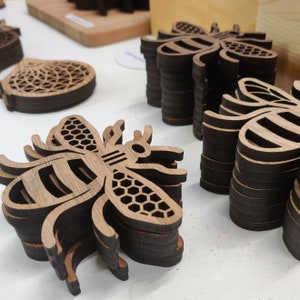 Manchester Bee Coaster - Oak Wood Coaster - Honeycomb Wings ...