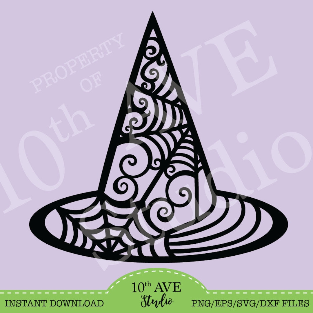 Fancy Spider Web and Flourishes Witch Hat Svg/png/dxf/eps Clipart & Cut ...
