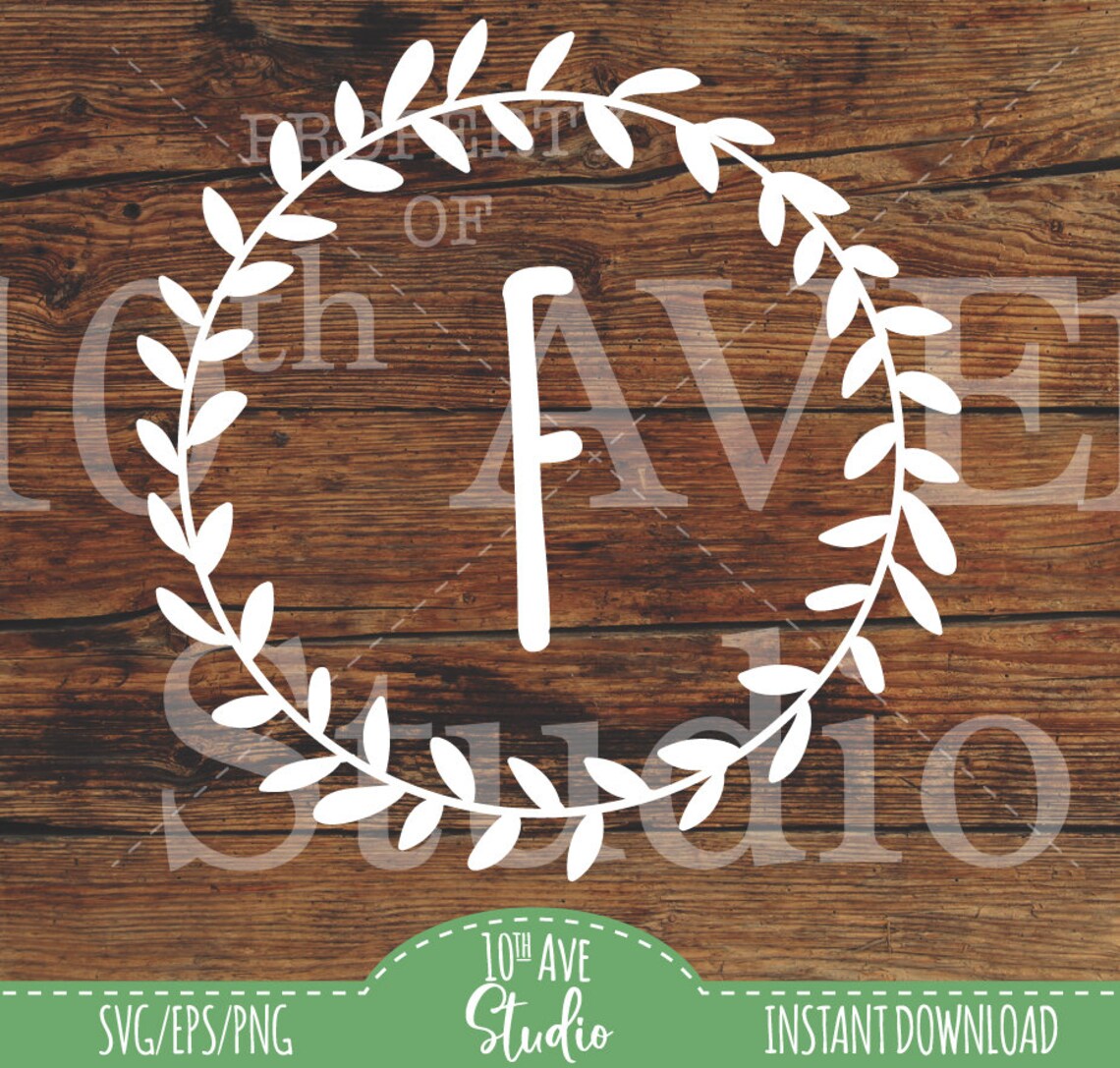Farmhouse Wreath Initial F Monogram SVG PNG EPS Cut Files - Etsy