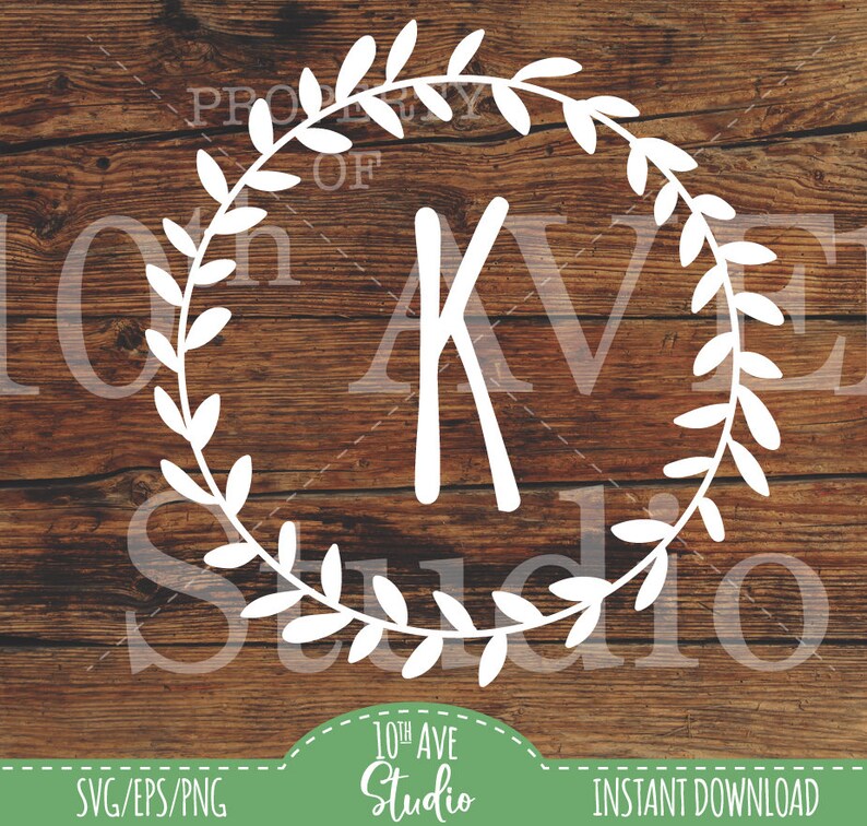 Farmhouse Wreath Initial K Monogram SVG PNG EPS Cut Files Clipart for ...