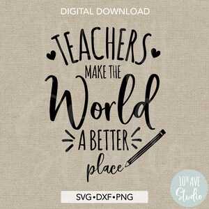 Teachers Make the World A Better Place SVG/DXF/PNG Clipart and Cut ...