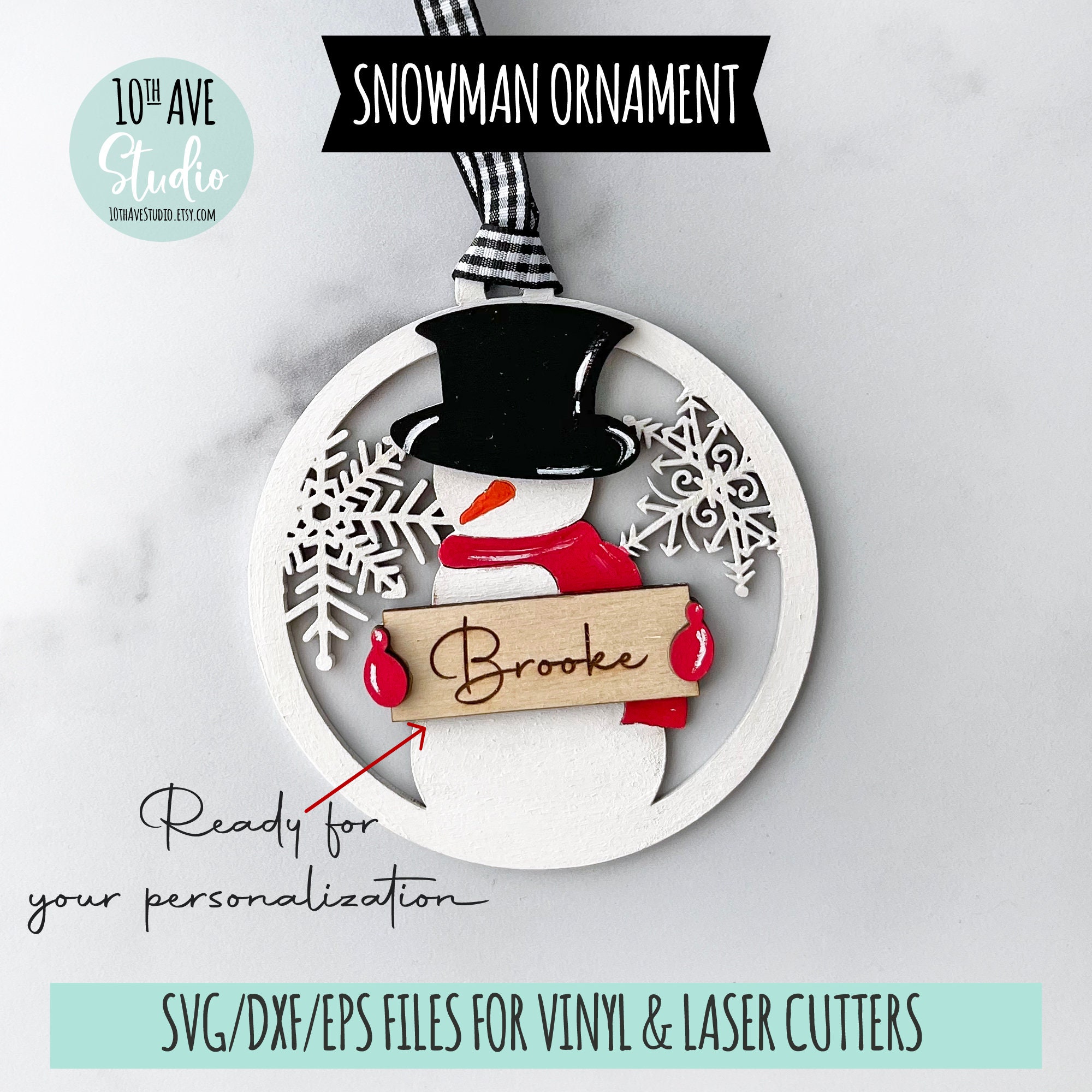 Snowman Ornament With Customizable Sign Christmas Layered - Etsy
