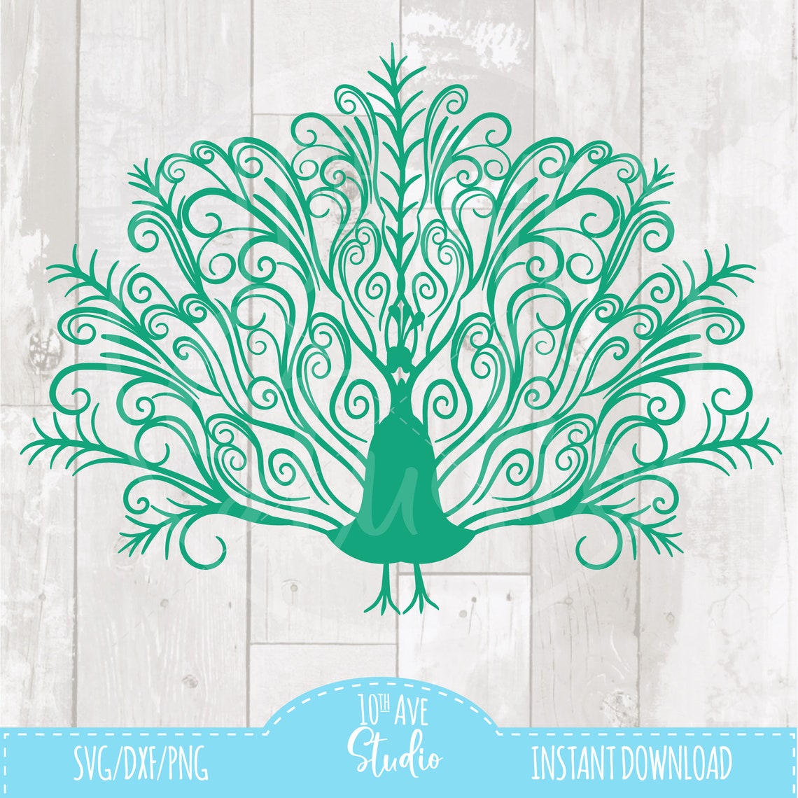 Fancy Swirly Peacock SVG/DXF/PNG - Cut Files for Vinyl Htv Transfers ...