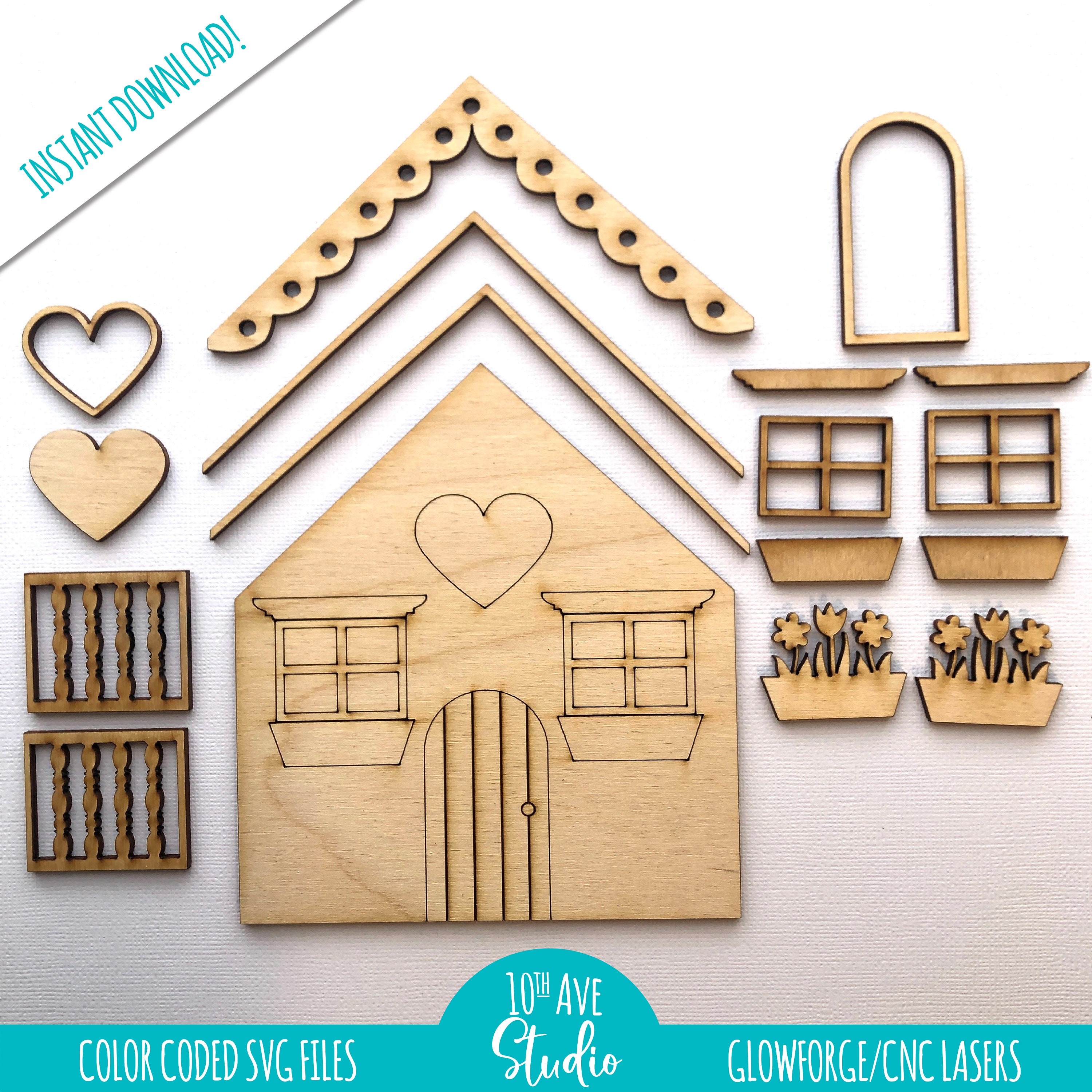 She Shed Cottage With Window Boxes and Flowers SVG File for Cricut ...