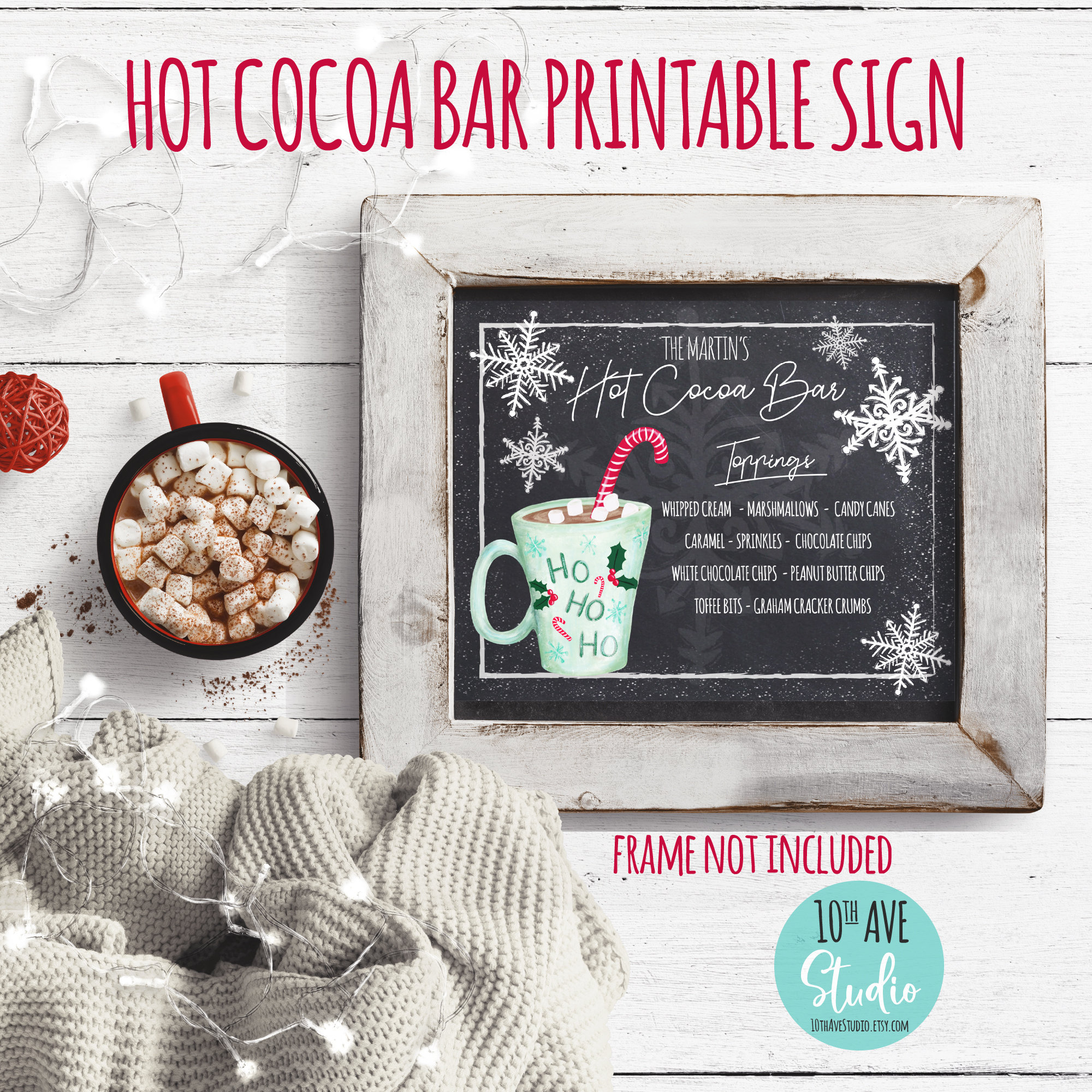 Printable Hot Cocoa Bar Ingredients Sign 10x8 | Etsy