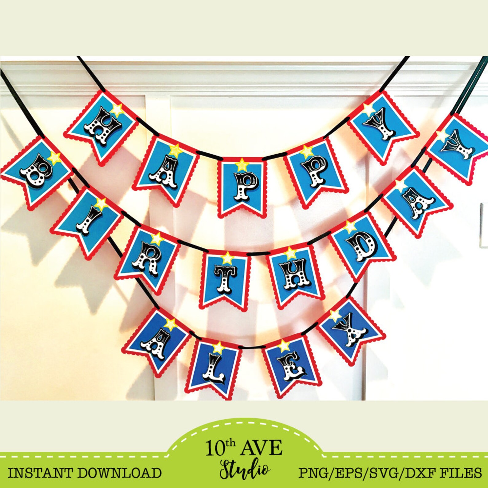 Carnival Circus Banner Printable Letters With Flags Multi-layer SVG ...