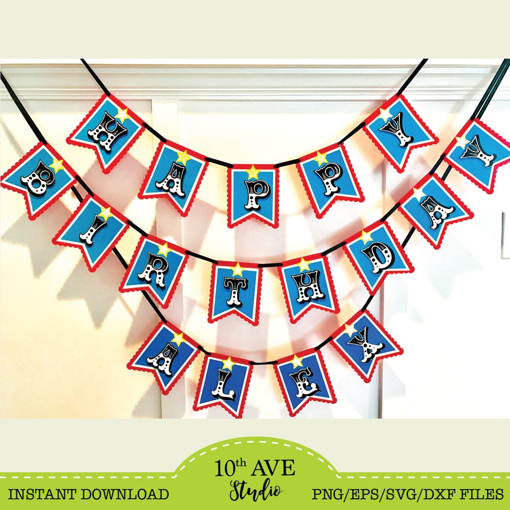 Carnival Circus Banner Printable Letters With Flags Multi-layer SVG ...