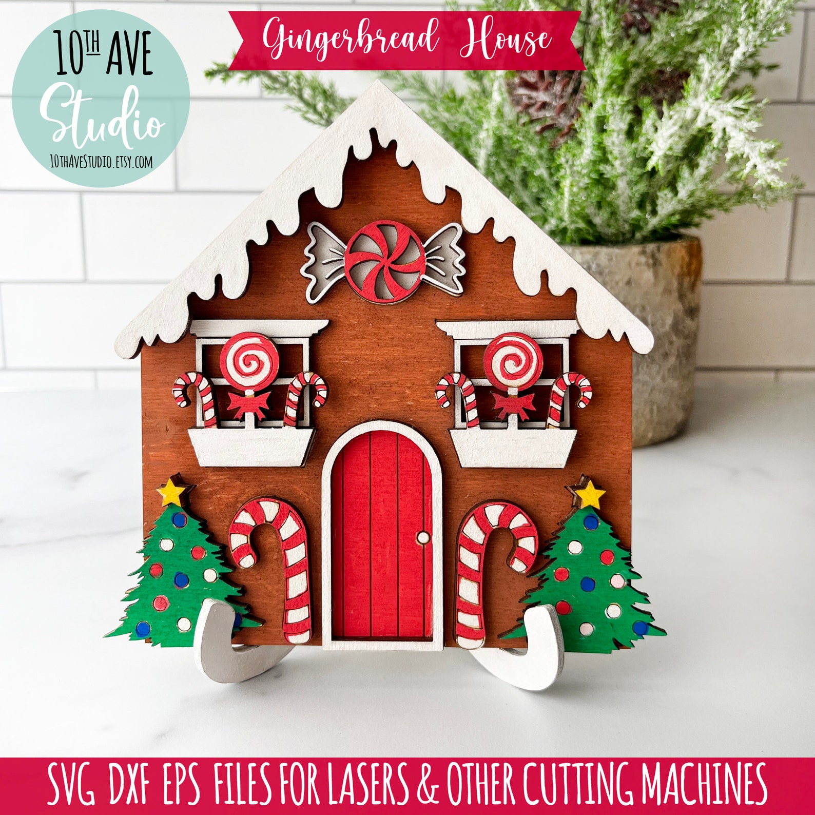 Gingerbread House SVG DXF EPS Cut Files Tiered Tray Christmas Decor ...