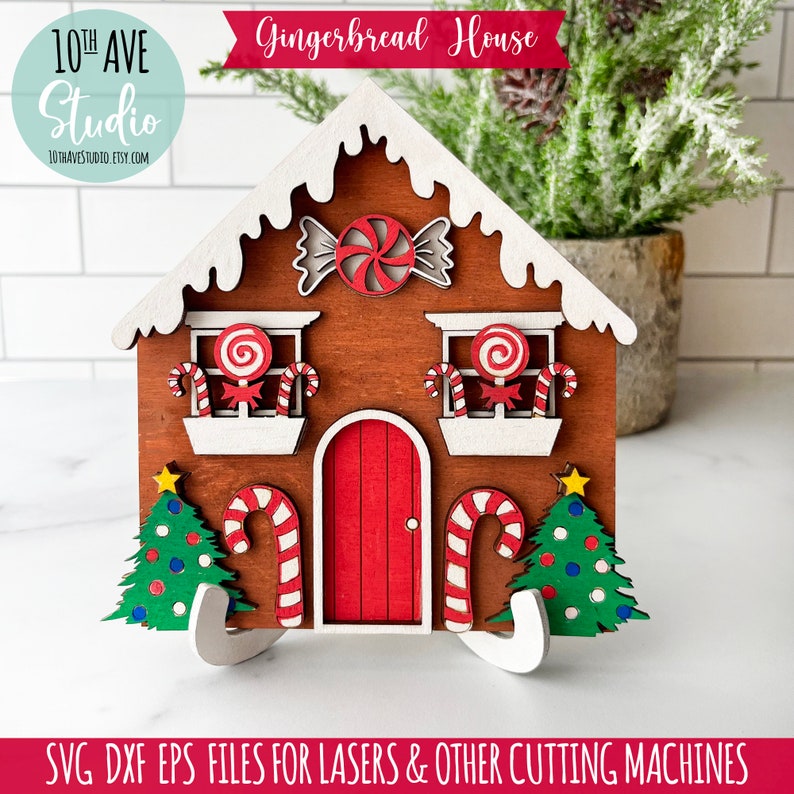 Gingerbread House SVG DXF EPS Cut Files Tiered Tray Christmas - Etsy