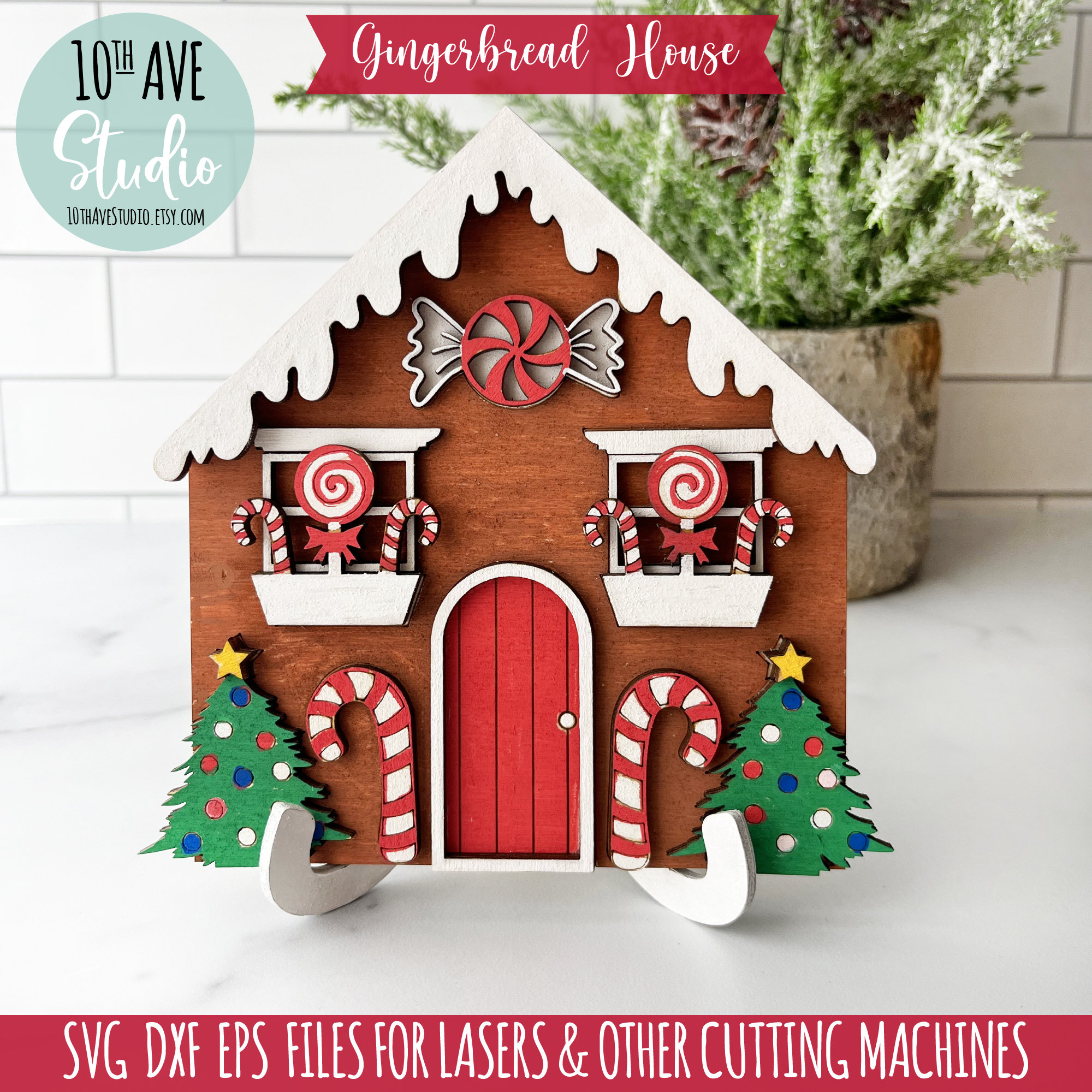 Gingerbread House SVG DXF EPS Cut Files Tiered Tray Christmas Decor ...