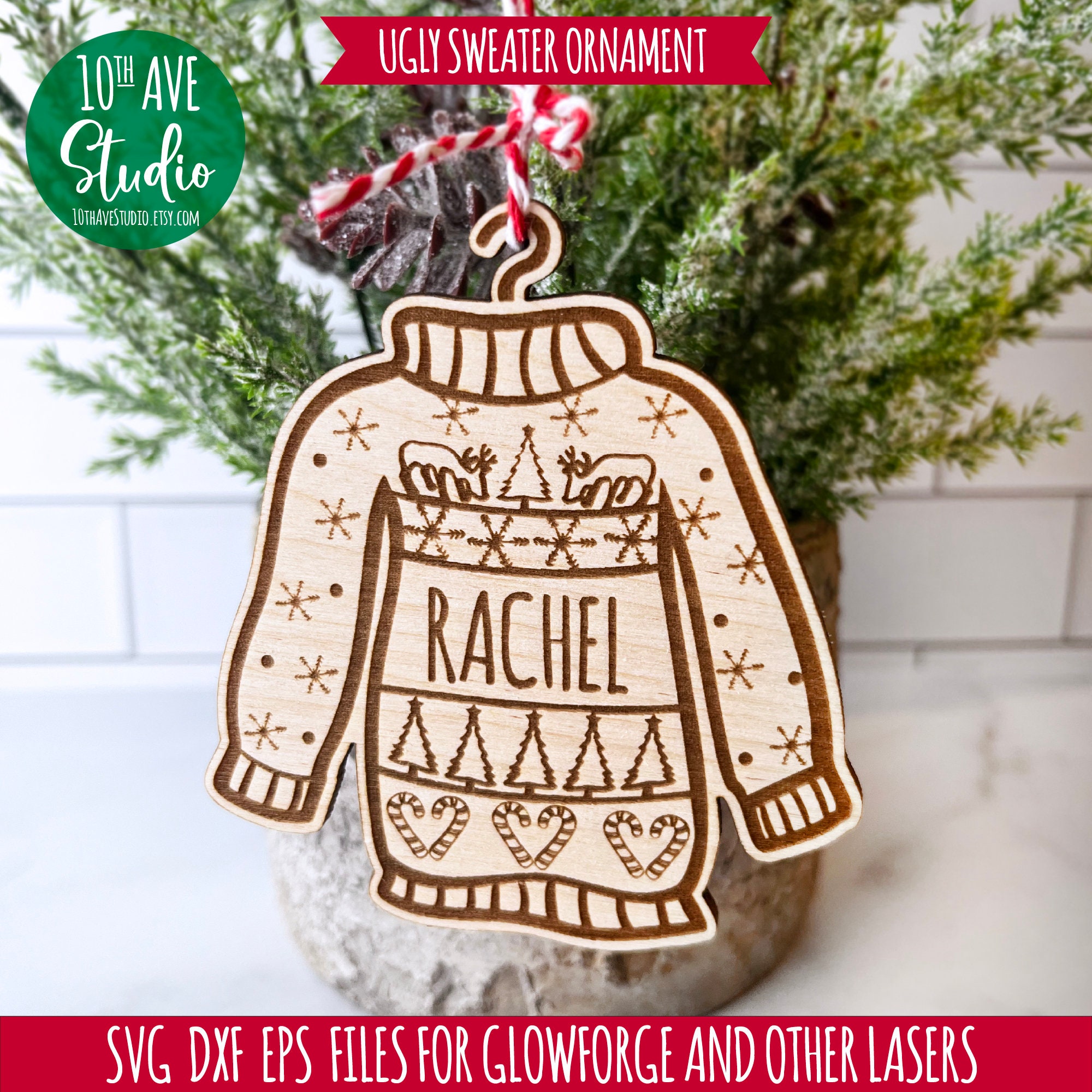 Ugly Christmas Sweater Ornament SVG DXF EPS Glowforge Laser Christmas ...