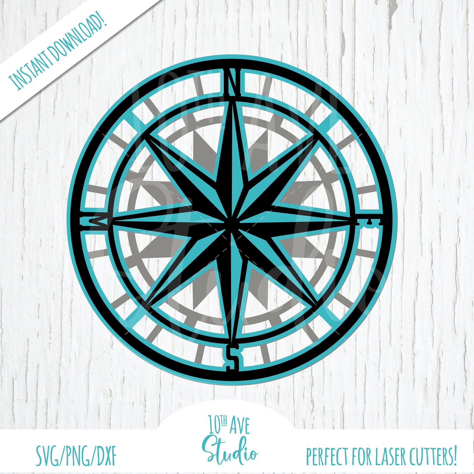 Nautical Compass 3 Layer SVG/DXF/PNG Vector Laser Cut Files - Etsy