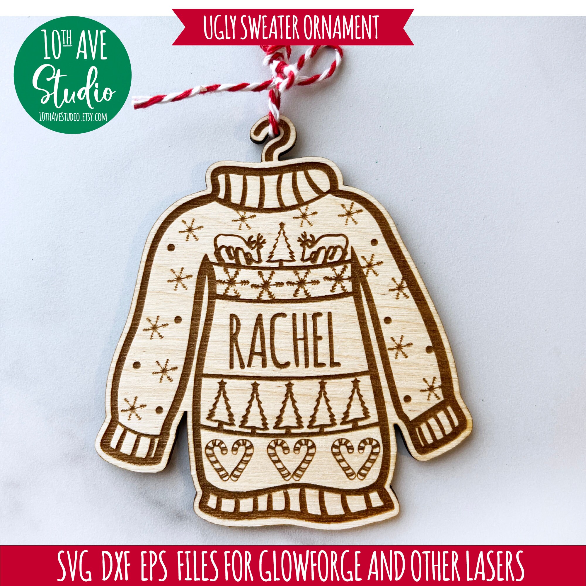 Ugly Christmas Sweater Ornament SVG DXF EPS Glowforge Laser Christmas ...