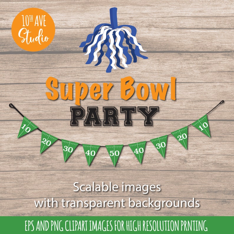 Football Super Bowl Party Clipart EPS and PNG Tailgate - Etsy
