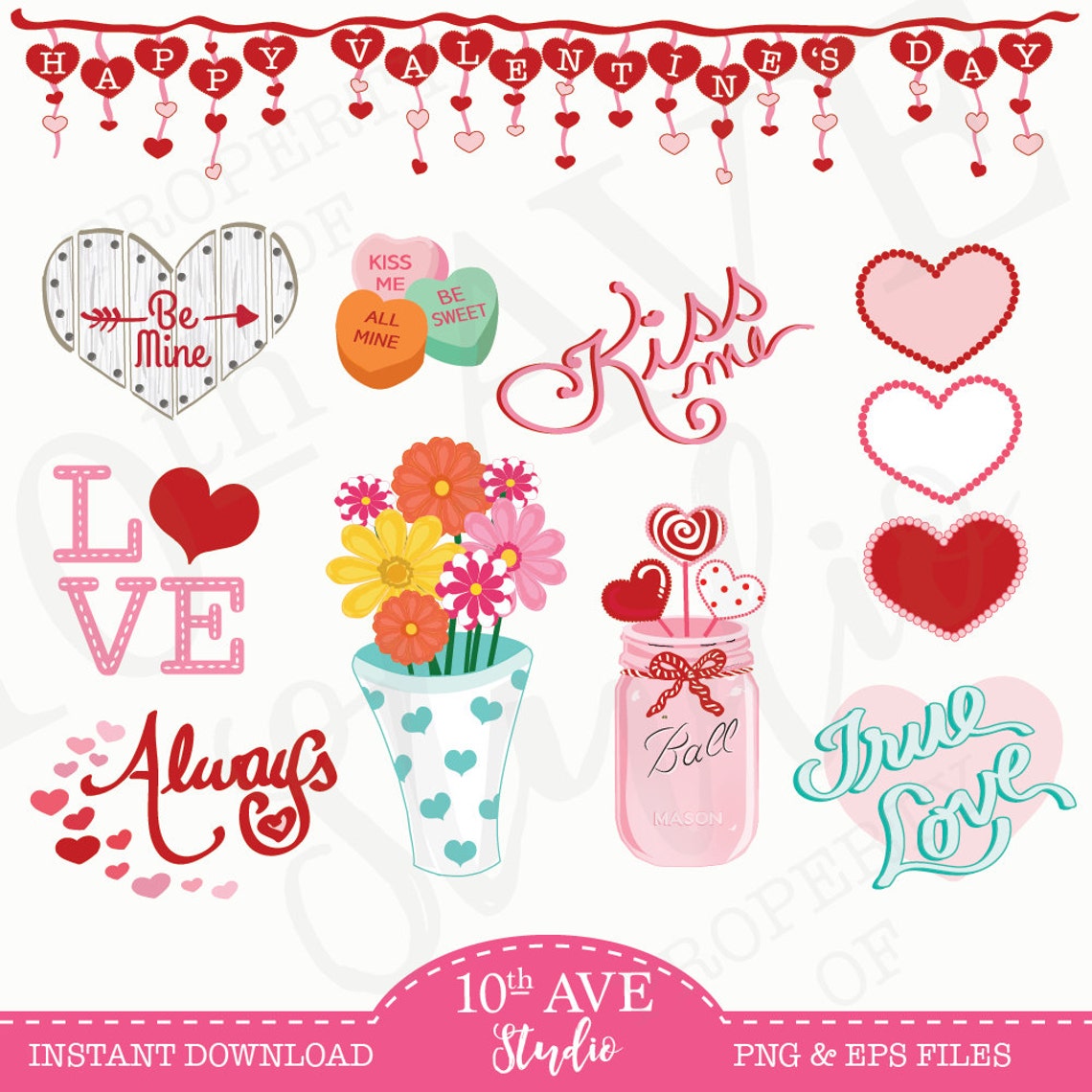 Valentine's Day Clipart/vector Graphics for Dark and Light - Etsy