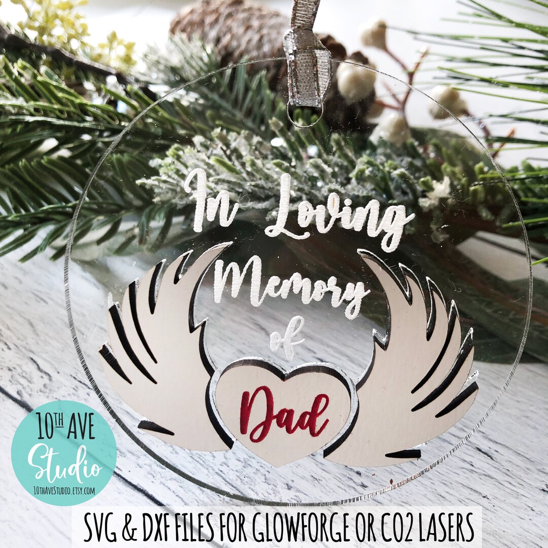 In Loving Memory of Heart With Wings Ornament SVG and DXF for Glowforge ...