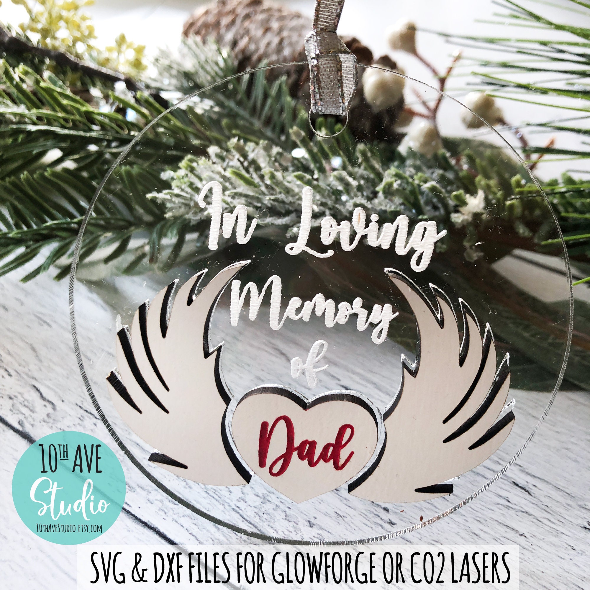 In Loving Memory of Heart With Wings Ornament SVG and DXF for - Etsy