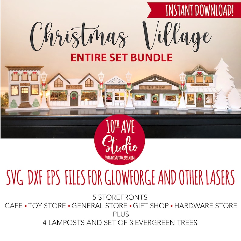 Christmas Village Entire Set Bundle SVG DXF EPS Cut Files for - Etsy