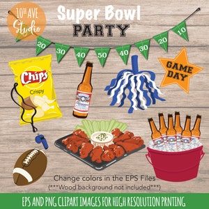 Football Super Bowl Party Clipart - EPS and PNG Tailgate Vector ...