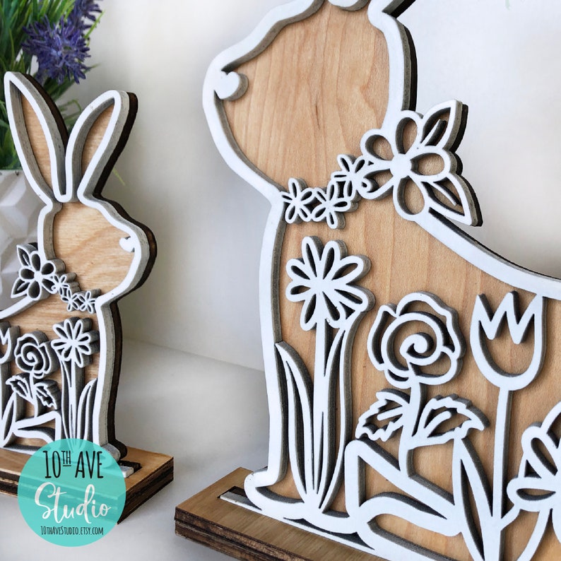 1/4 Bunny Rabbits Shelf Sitters With Stands SVG/DXF/EPS & Png - Etsy