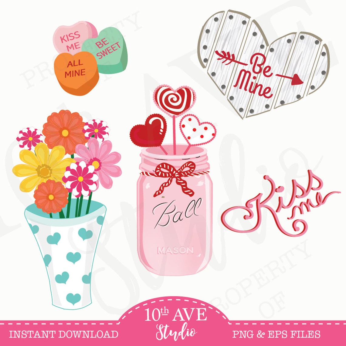 Valentine's Day Clipart/vector Graphics for Dark and Light - Etsy