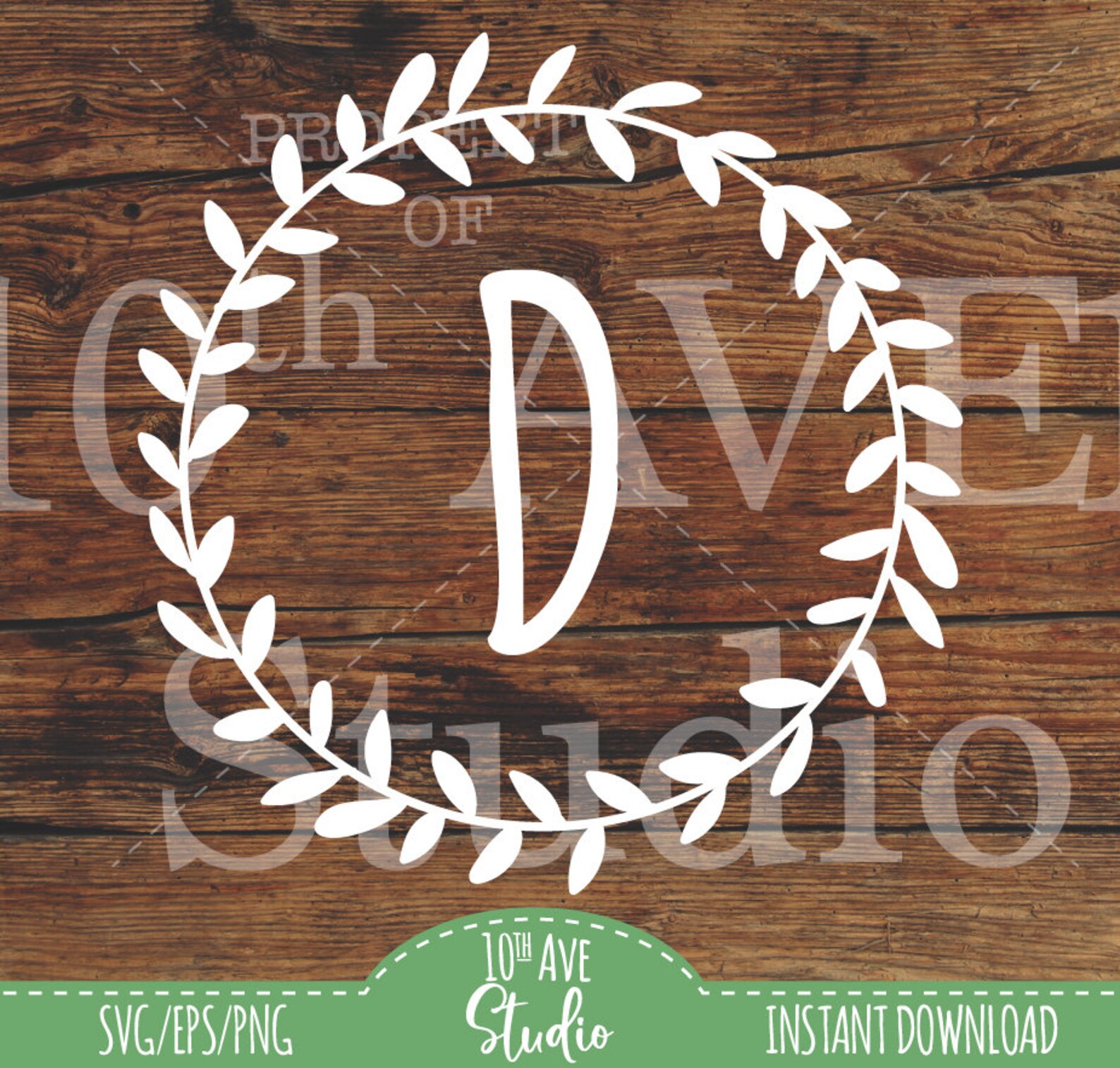 Farmhouse Wreath Initial D Monogram SVG PNG EPS Cut Files - Etsy