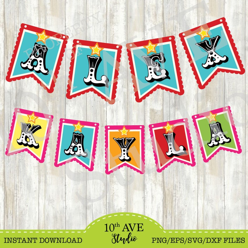 Carnival Circus Banner Printable Letters With Flags Multi-layer SVG ...