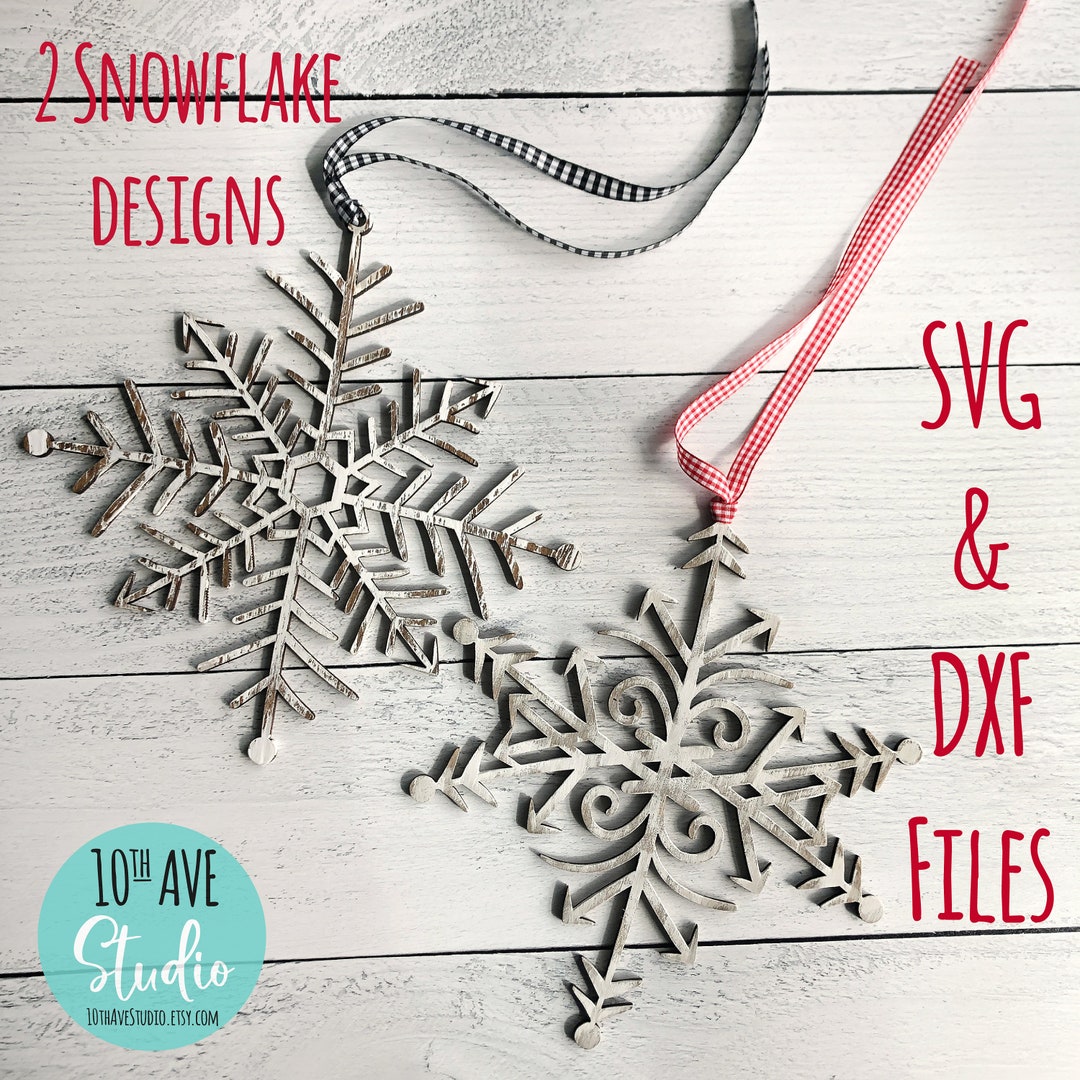 2 Snowflake Ornaments Wall/door Hanging or Tree Ornaments SVG and DXF ...