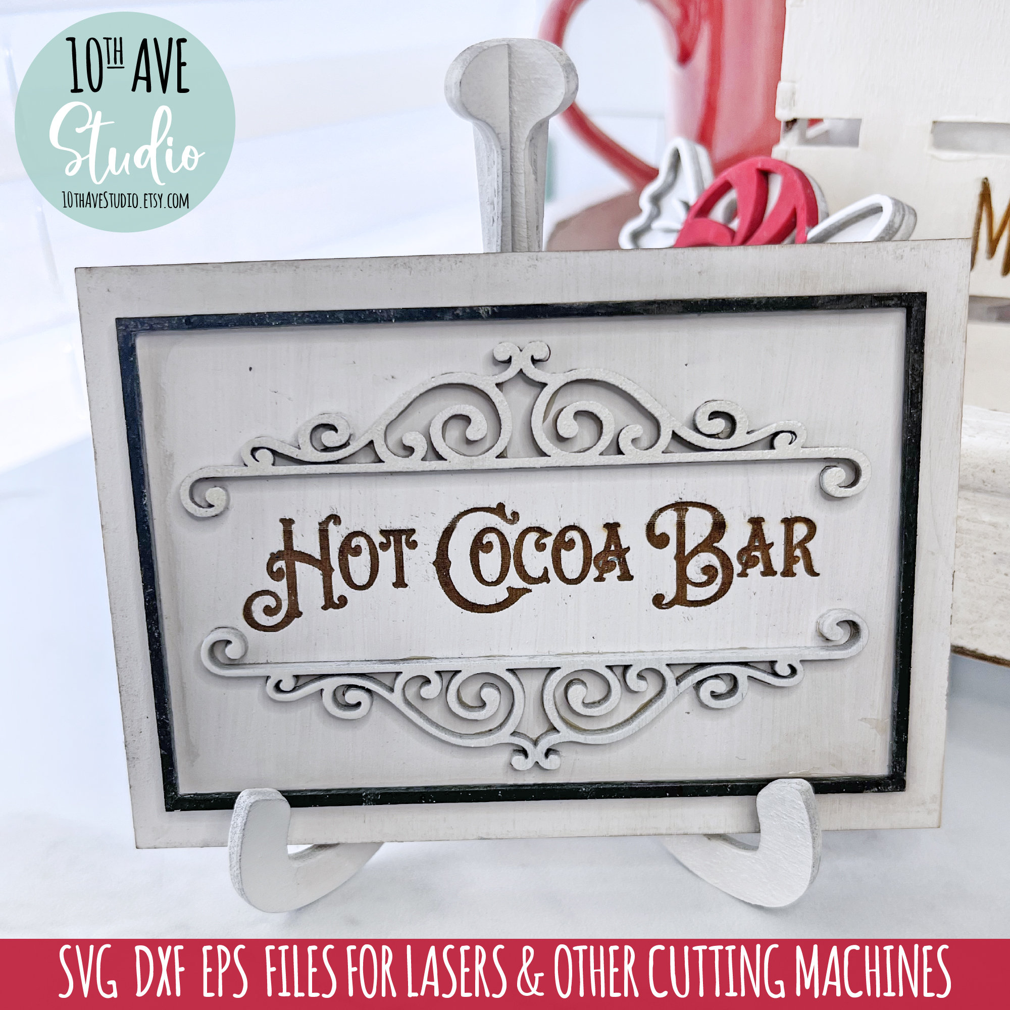 Hot Cocoa Bar Decor With Crate SVG DXF EPS Cut Files Tiered - Etsy