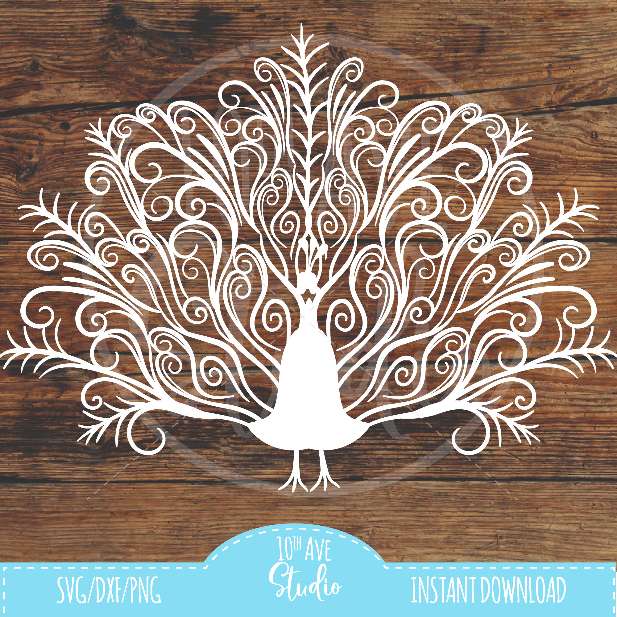 Fancy Swirly Peacock SVG/DXF/PNG - Cut Files for Vinyl Htv Transfers ...