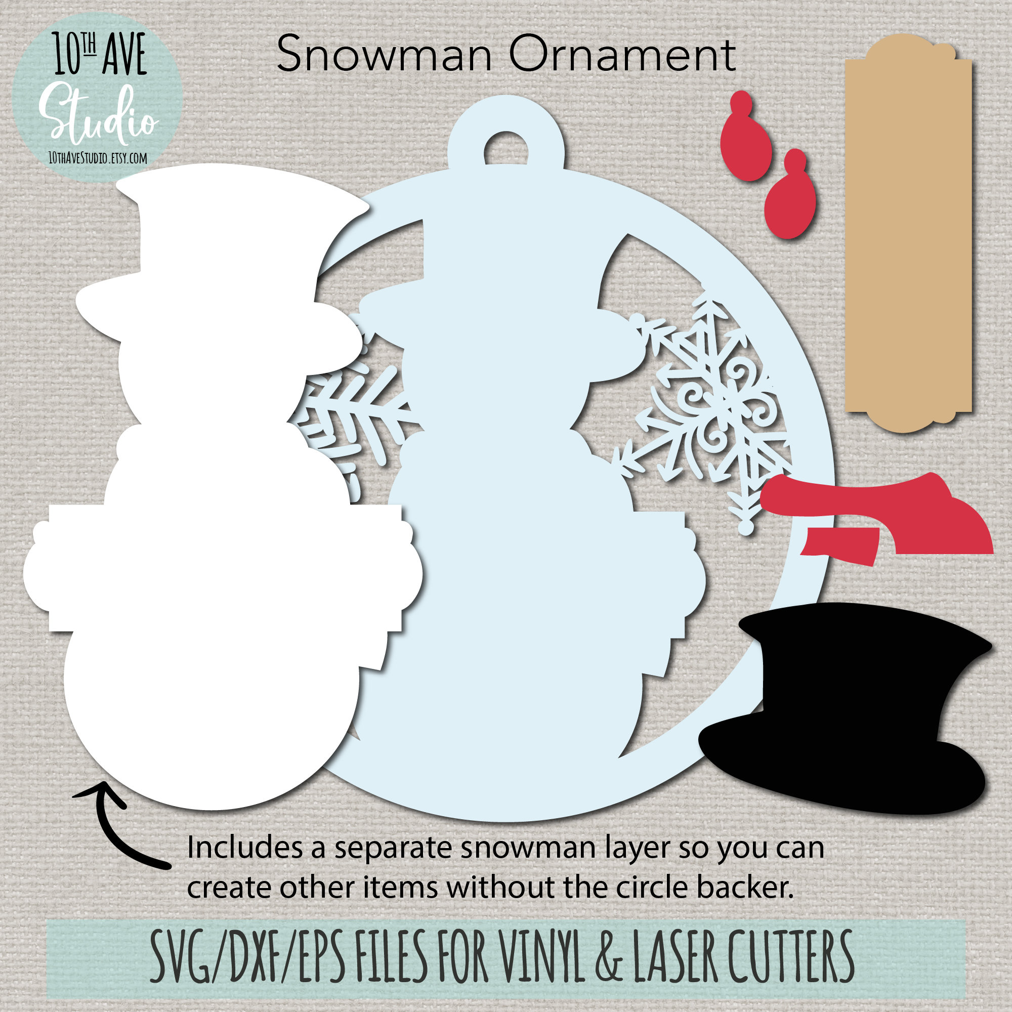 Snowman Ornament With Customizable Sign Christmas Layered - Etsy