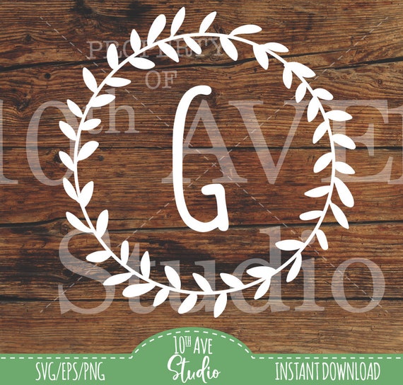 Farmhouse Wreath Initial G Monogram SVG PNG EPS Cut Files - Etsy