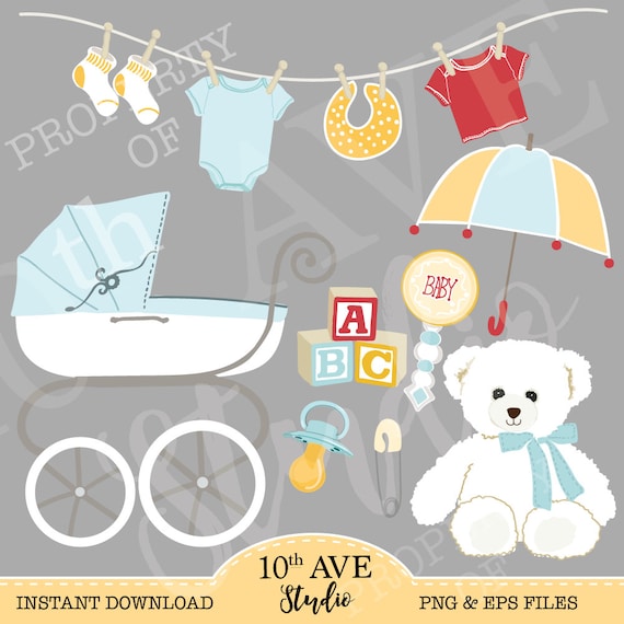 Baby Boy Shower Umbrella Clipart