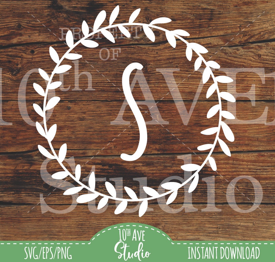 Farmhouse Wreath Initial S Monogram SVG PNG EPS Cut Files - Etsy