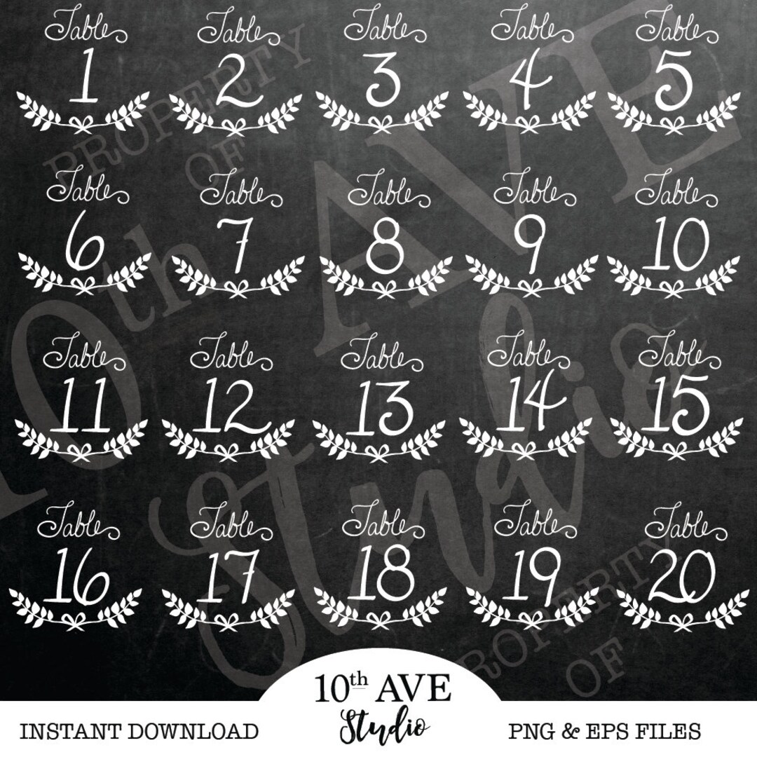 Hand Drawn Rustic/country Instant Download Printable Table Numbers 1-40 ...