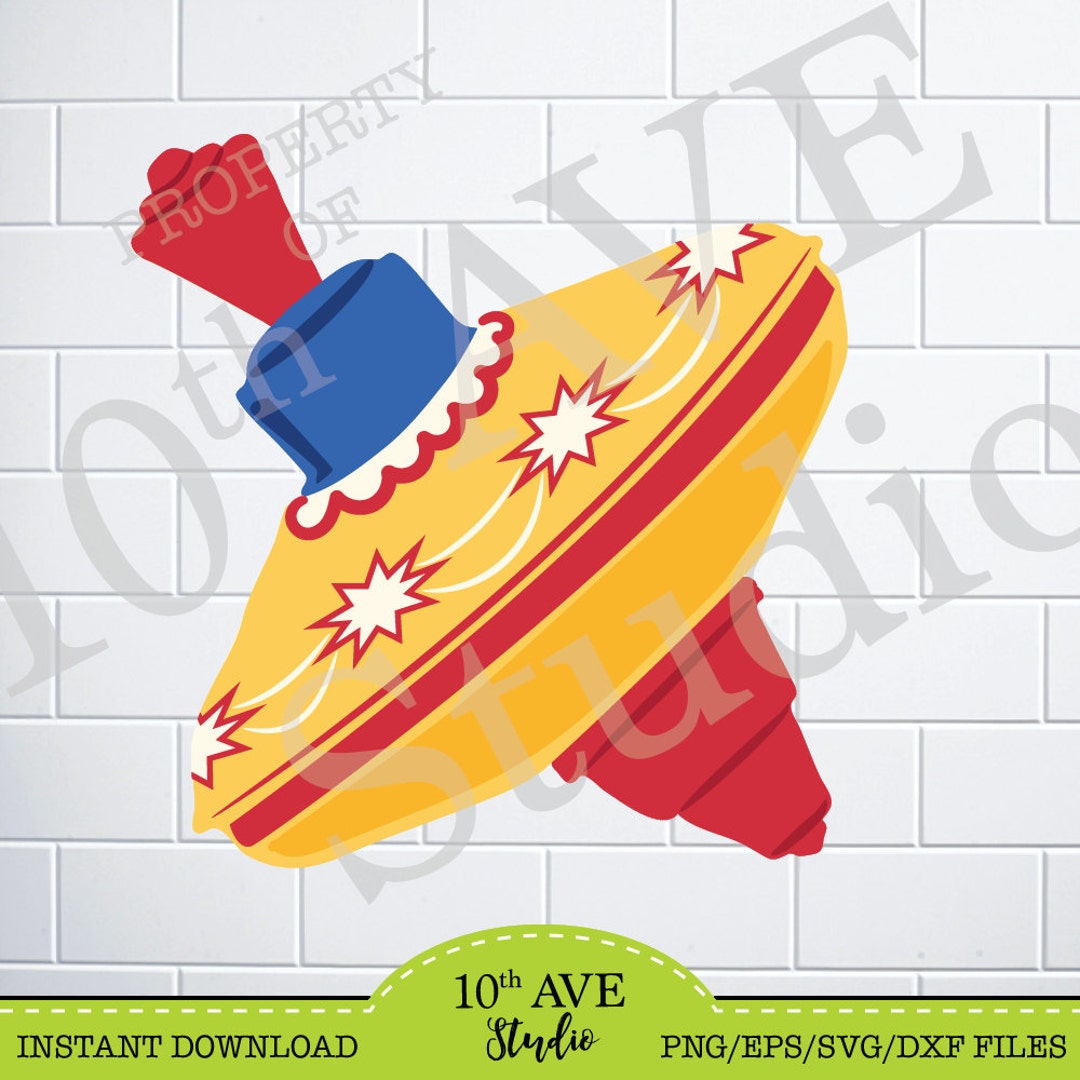 Spinning Top Toy Svg/png/eps/dxf Clipart and Cut Files (retro ...