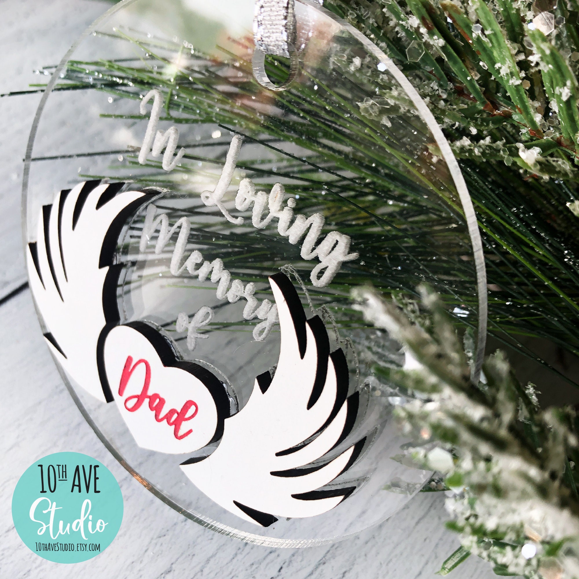 In Loving Memory of Heart With Wings Ornament SVG and DXF for - Etsy