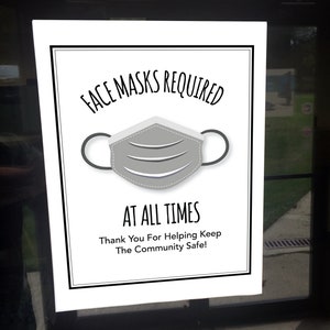 Face Masks Required Printable Sign 8.5" X 11" Edit in Your Browser ...