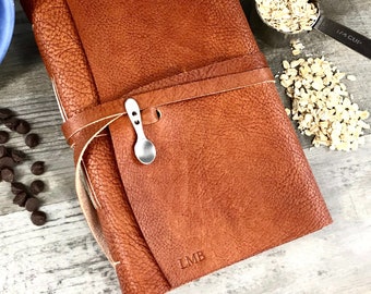 Leather Recipe Book Blank Cookbook Chef Gift Personalized | Etsy