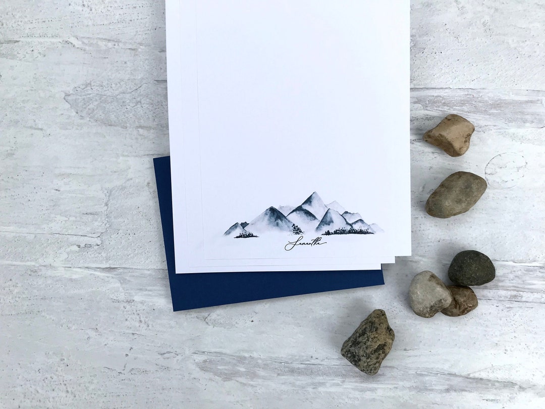 Mountain Letter Writing Stationery Set Personalized Perfect - Etsy