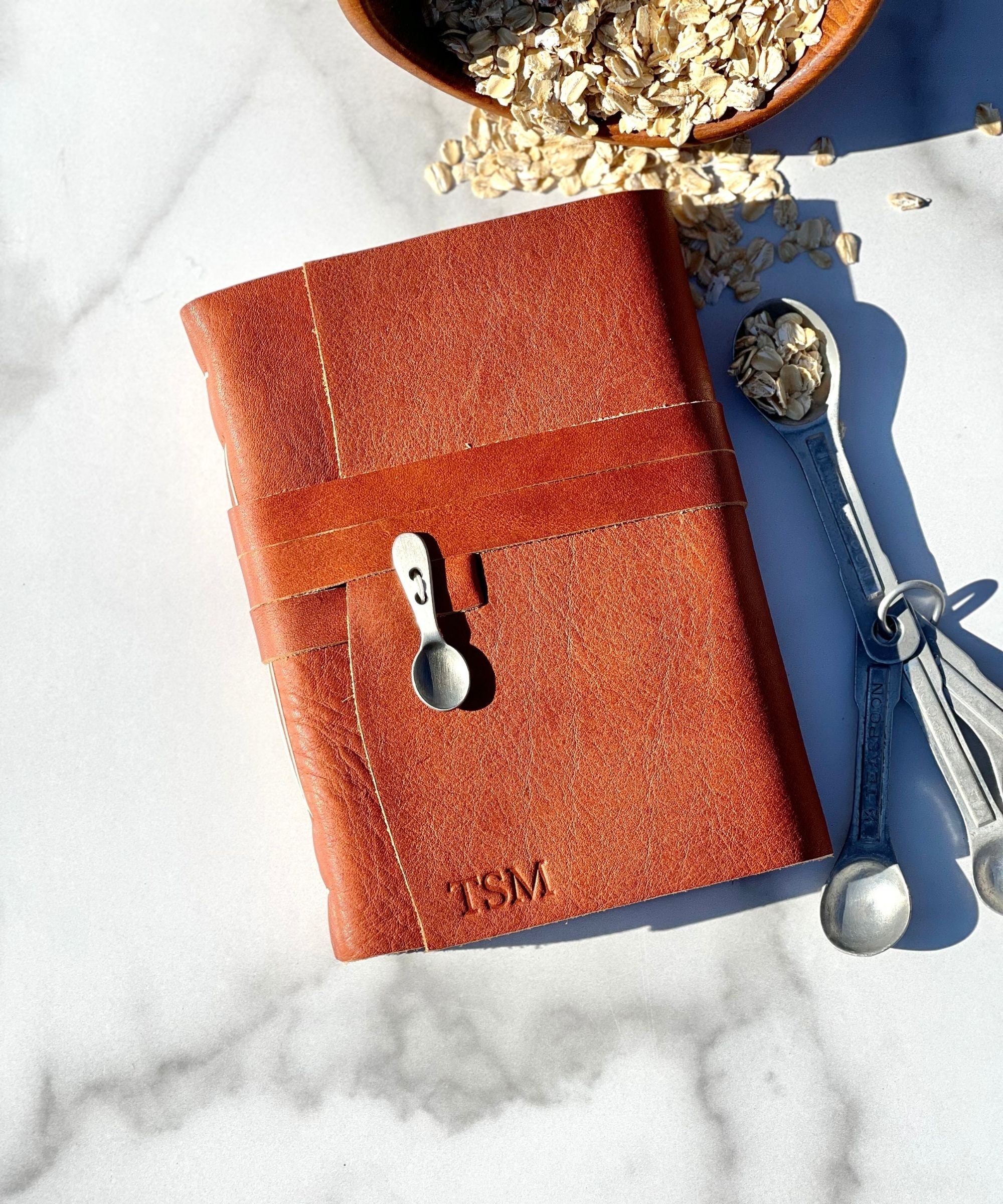 Personalized Leather Cook Book in Rust With Spoon Custom | Etsy
