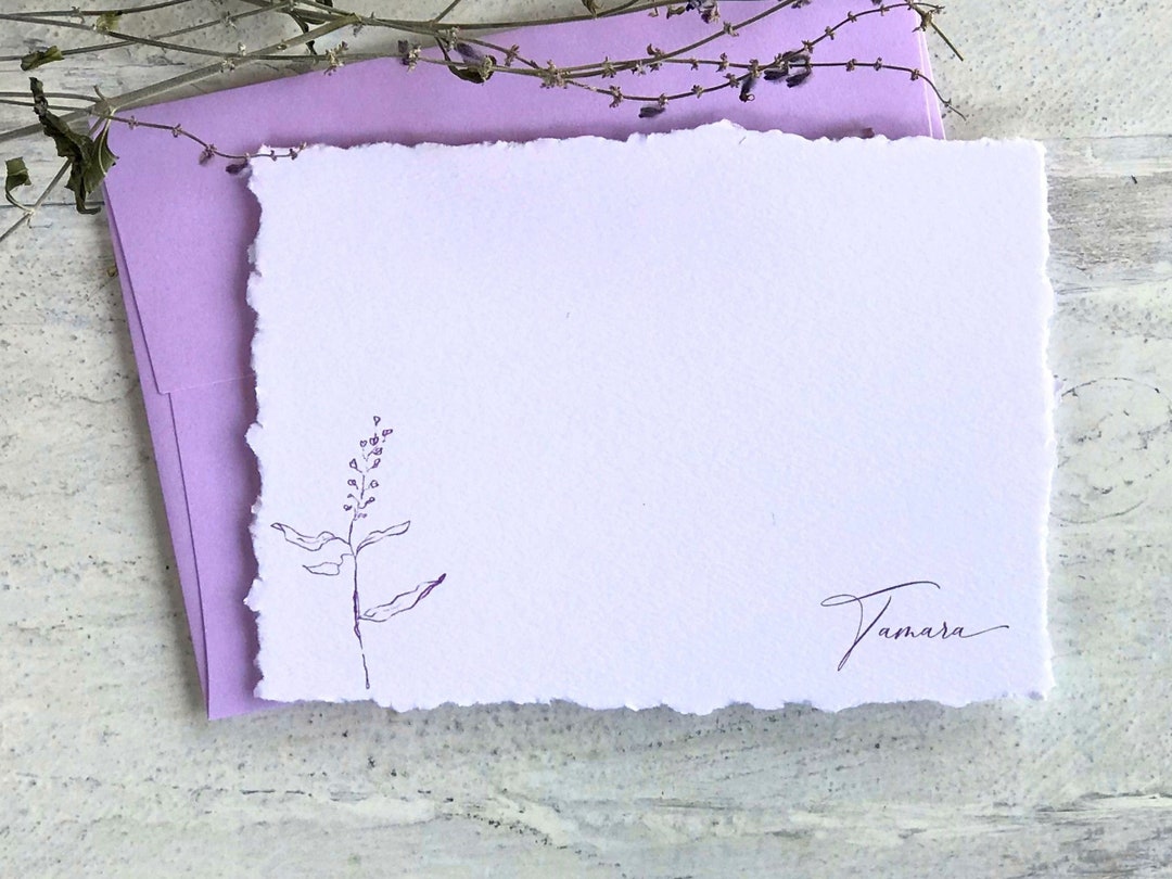 Personalized Deckle Edge Note Cards & Envelopes, Deckled Notecard Set ...