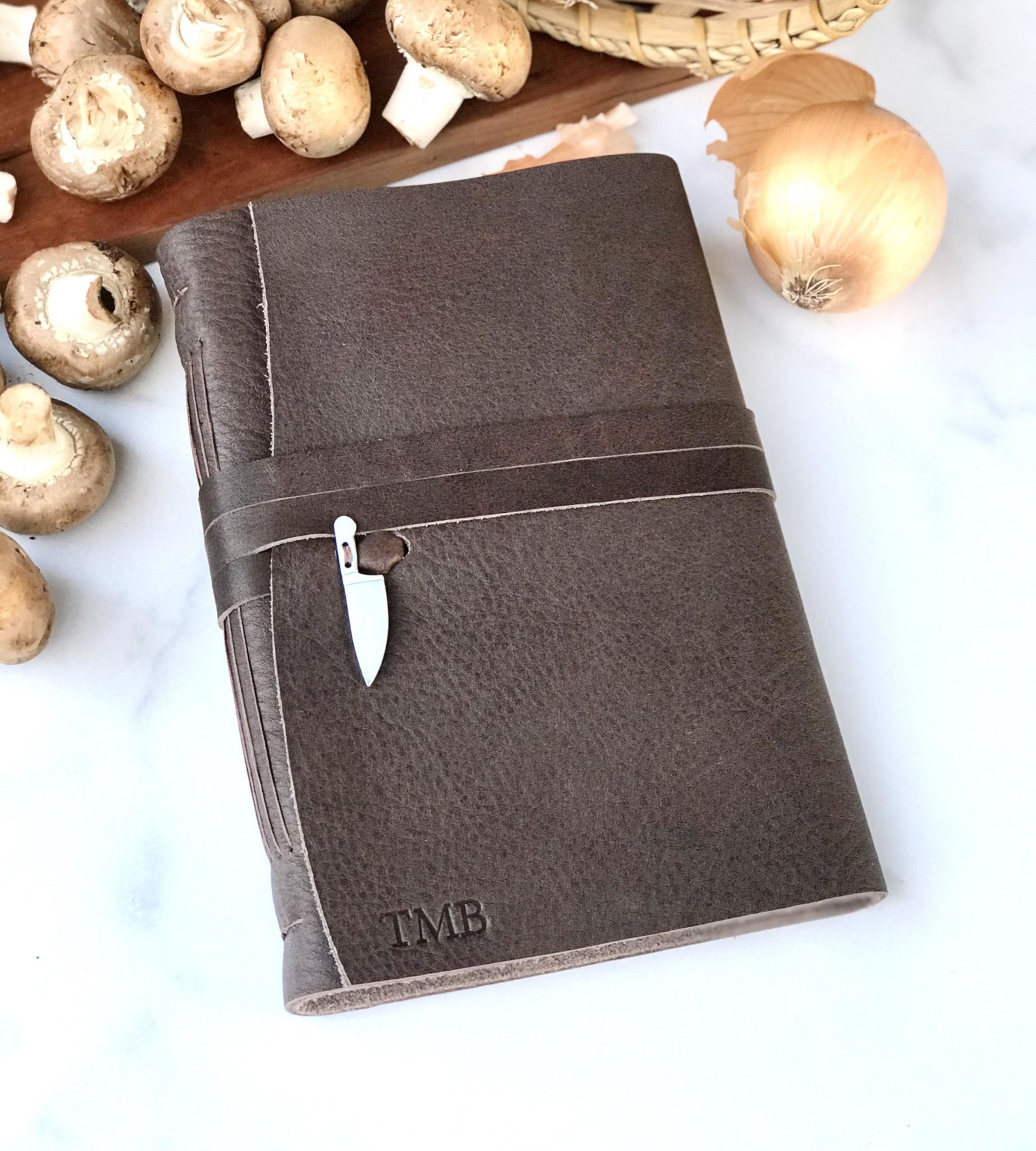 Personalized Recipe Book Dark Brown With Knife - Etsy