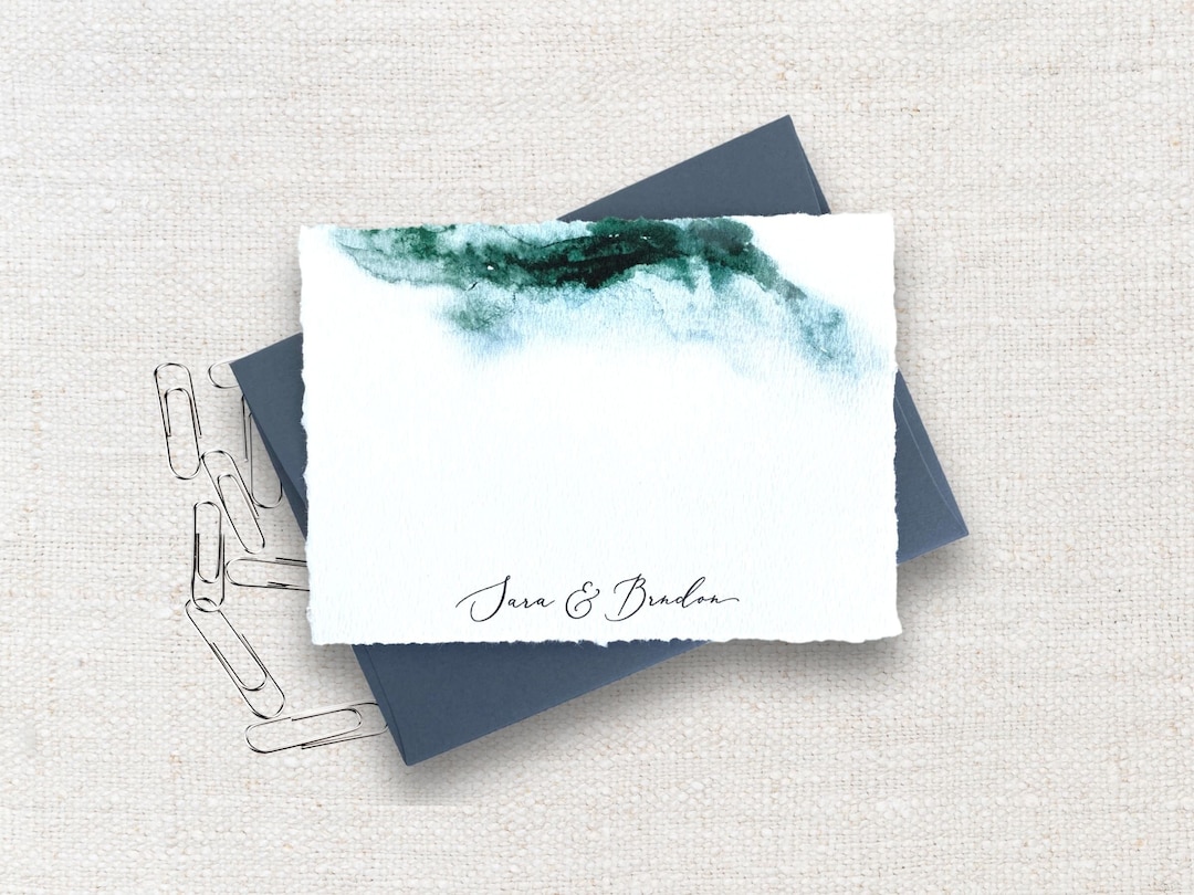 Personalized Note Cards With Envelopes Deckled Edge Stationary Handmade ...