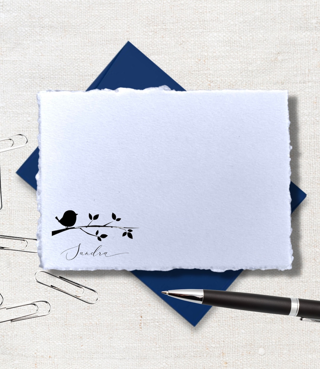 Personalized Deckle Edge Note Cards & Envelopes Deckled - Etsy